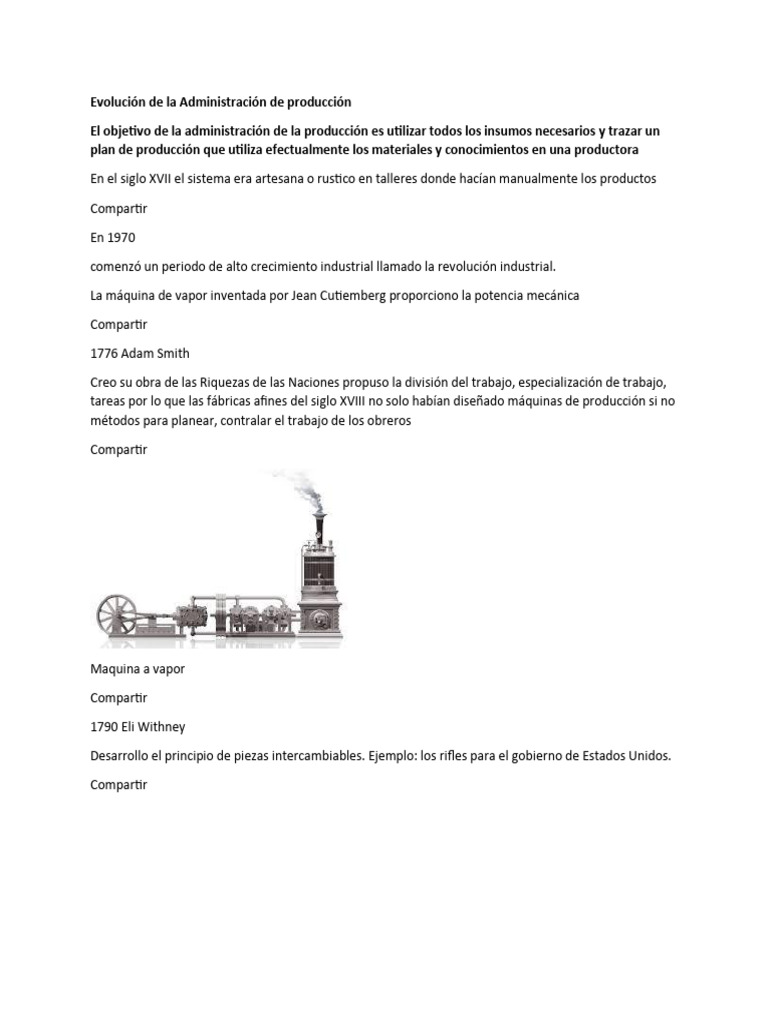 Evolución de la Administración de producción | PDF | Economias | Producción y fabricación