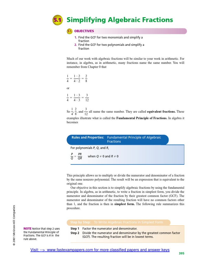 Algebraic Fractions Simplified | PDF | Factorization | Elementary ...