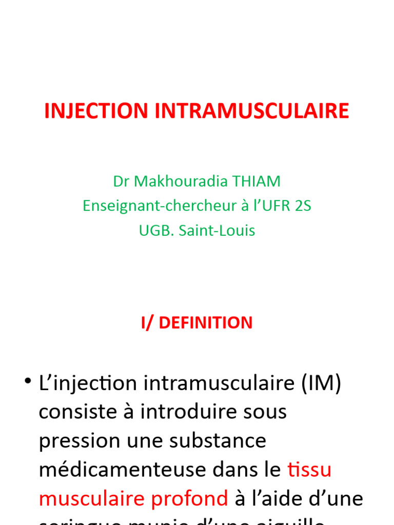 Injection Intramusculaire | PDF