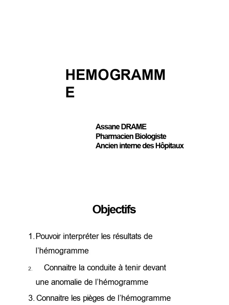 Interprétation de l'Hémogramme | PDF | Bien-être | Sciences et mathématiques