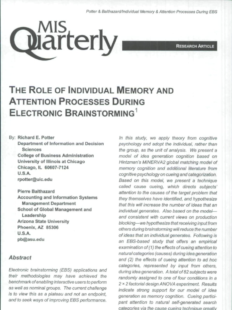 Qarterly: The Role of Individual Memory and Attention Processes During ...