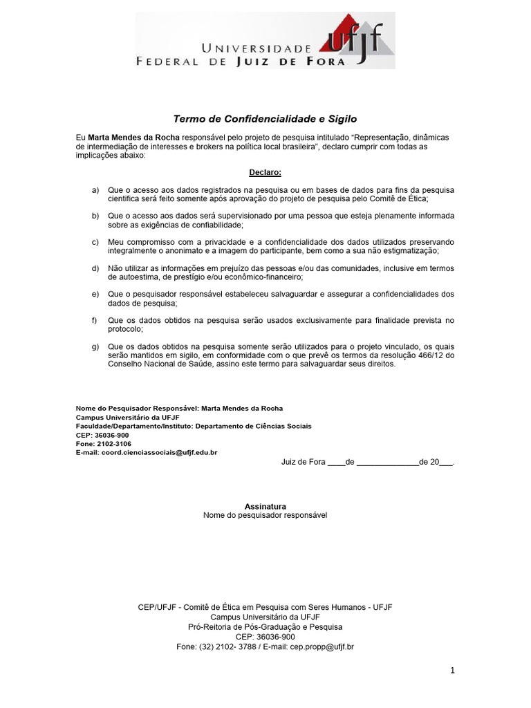 Termo de Sigilo | PDF