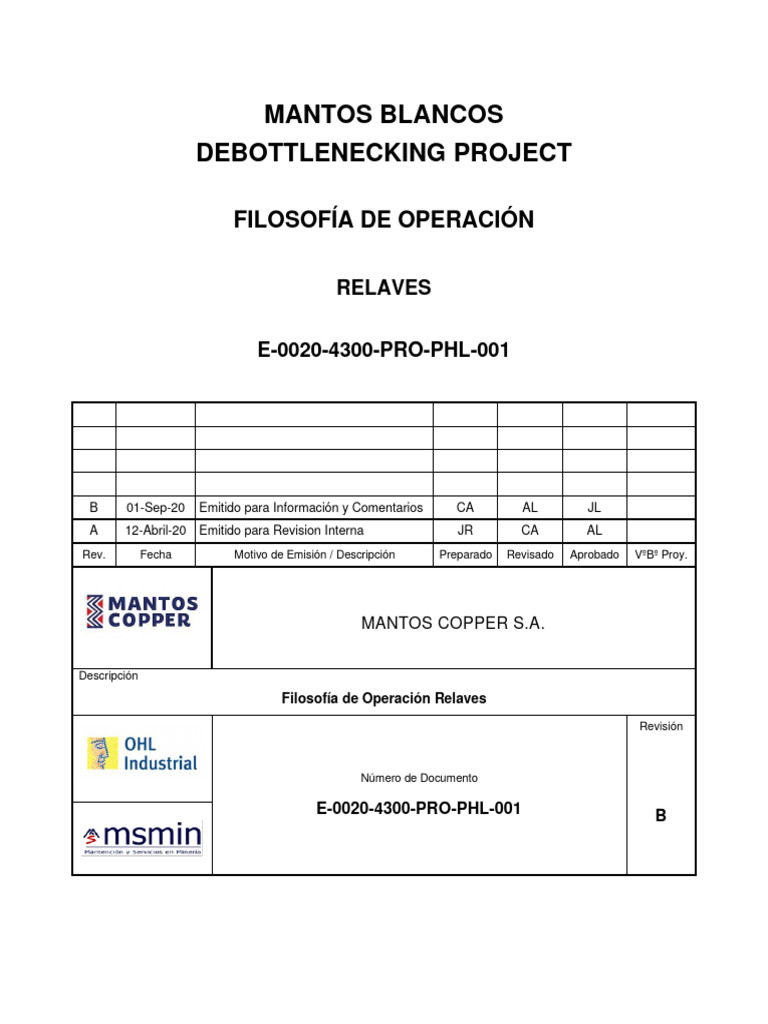 E-0020-4300-PRO-PHL-001 RevB | PDF | Minería | Agua