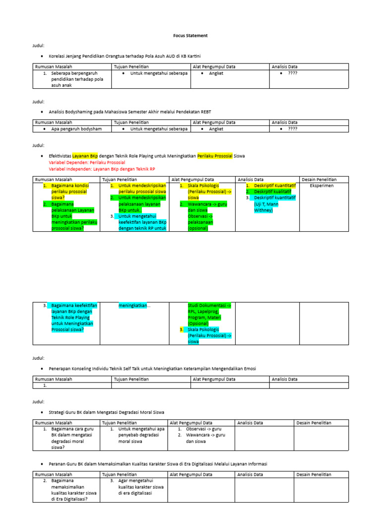 Contoh Focus Statement | PDF | Career & Growth