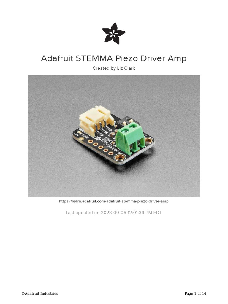 Adafruit Stemma Piezo Driver Amp Pdf 