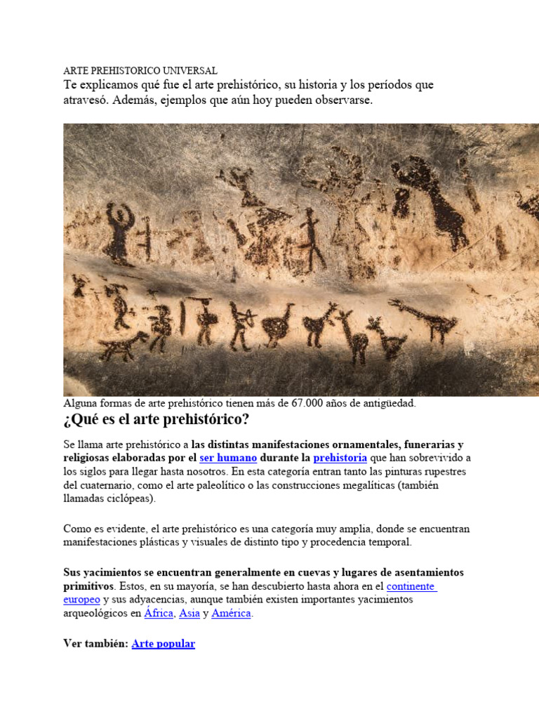 Arte Prehistorico Universal Descargar Gratis Pdf Arte Roquero