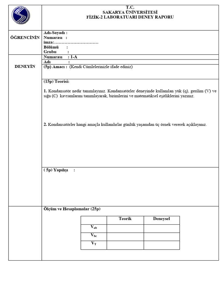 Deney Rapor Formatı | PDF