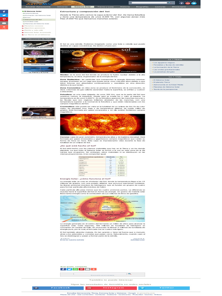 Estructura y composición del Sol | PDF | Dom | Tierra