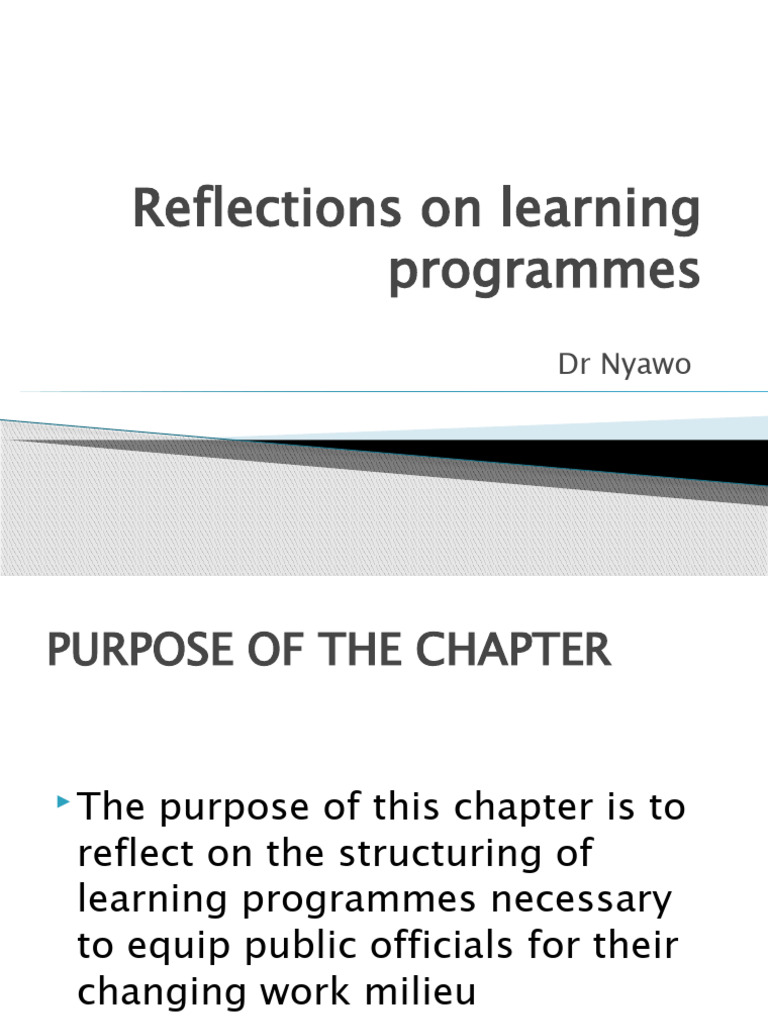 Chapter 9 Reflections On Learning Programmes | PDF | Educational ...
