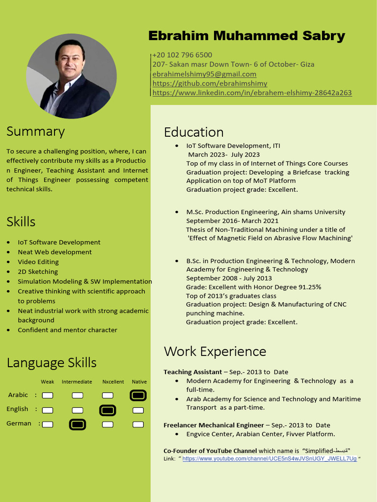 Ebrahim - Elshimy - Resume (IoT Engineer) | PDF