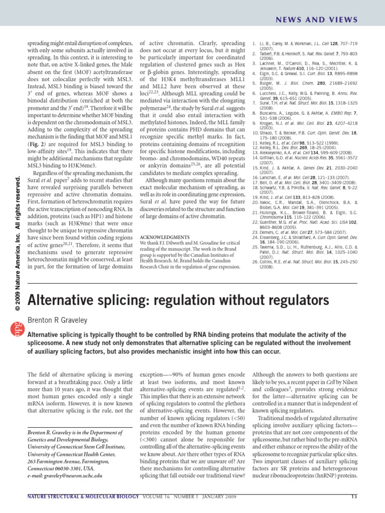 Alternative Splicing: Regulation Without Regulators | PDF | Rna ...