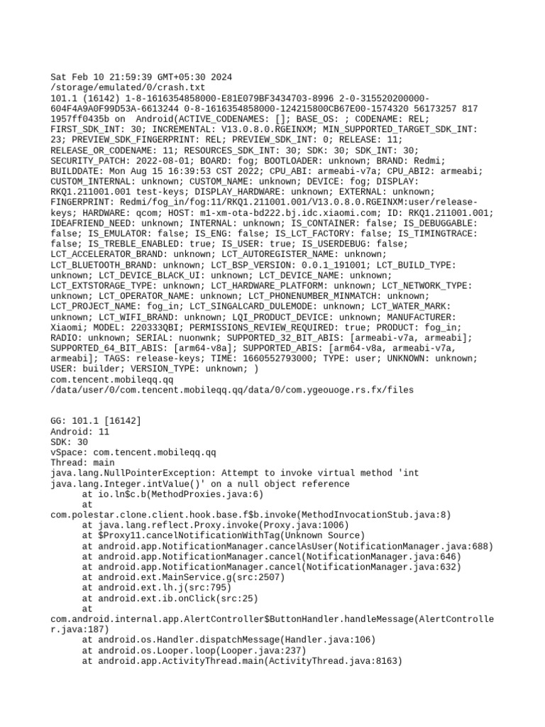 Crash | PDF | Java (Programming Language) | Android (Operating System)
