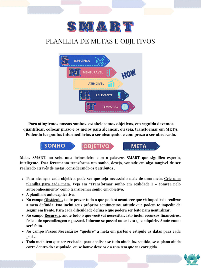 Planilha de Metas SMART | PDF | Aprendizado