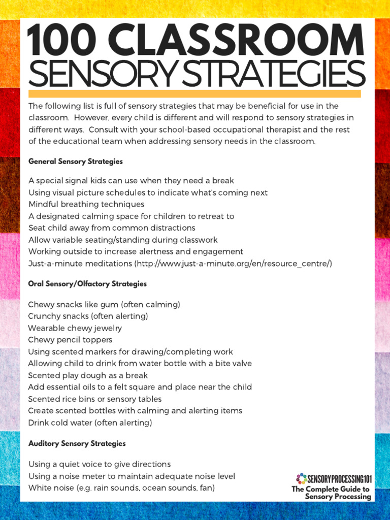 100 Sensory Strategies For The Classroom | PDF | Classroom