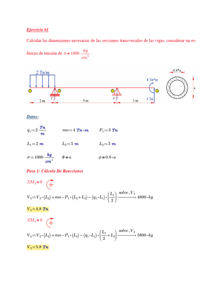 Ejercicio #1 Calcular Las Dimensiones Necesarias de Las Secciones Transversales de Las Vigas ...