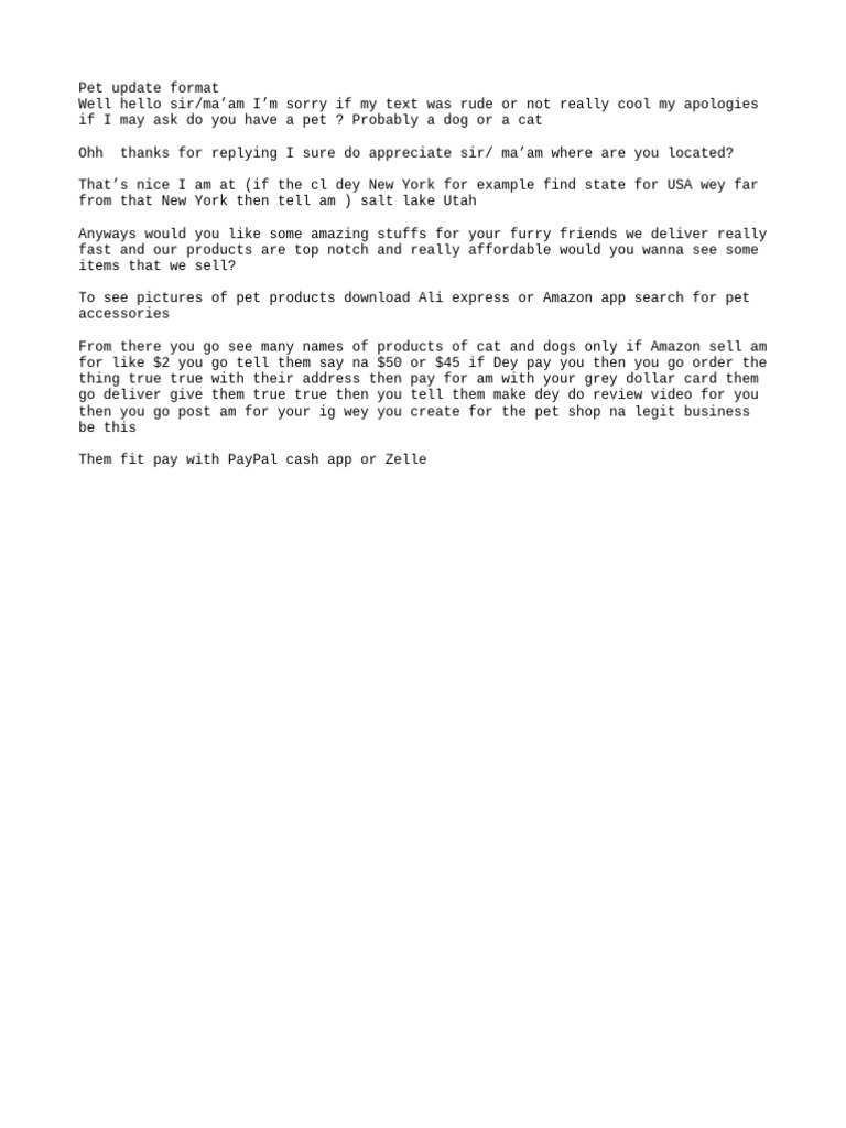 Pet Update Format | PDF