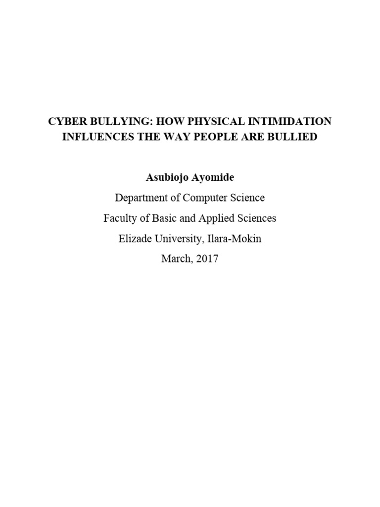 CyberBullying: How Physical Intimidation Affect How People Are Bullied ...