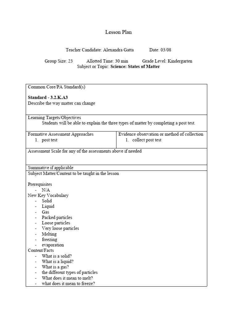 States of Matter Lesson 5 Post Test | PDF | Liquids | Gases