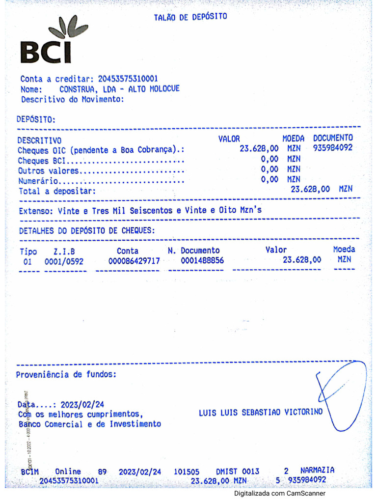 Talões de Deposito Alto Molócué | PDF