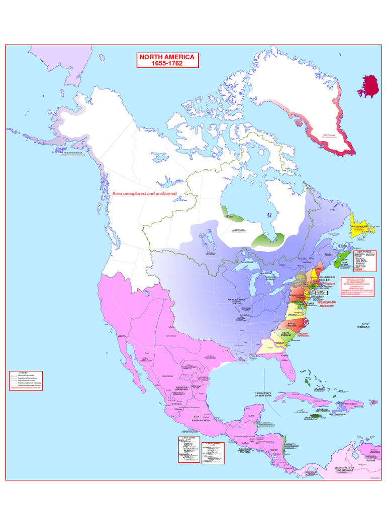 Colonial Map of North America (1655-1762) | PDF | New France | Acadia