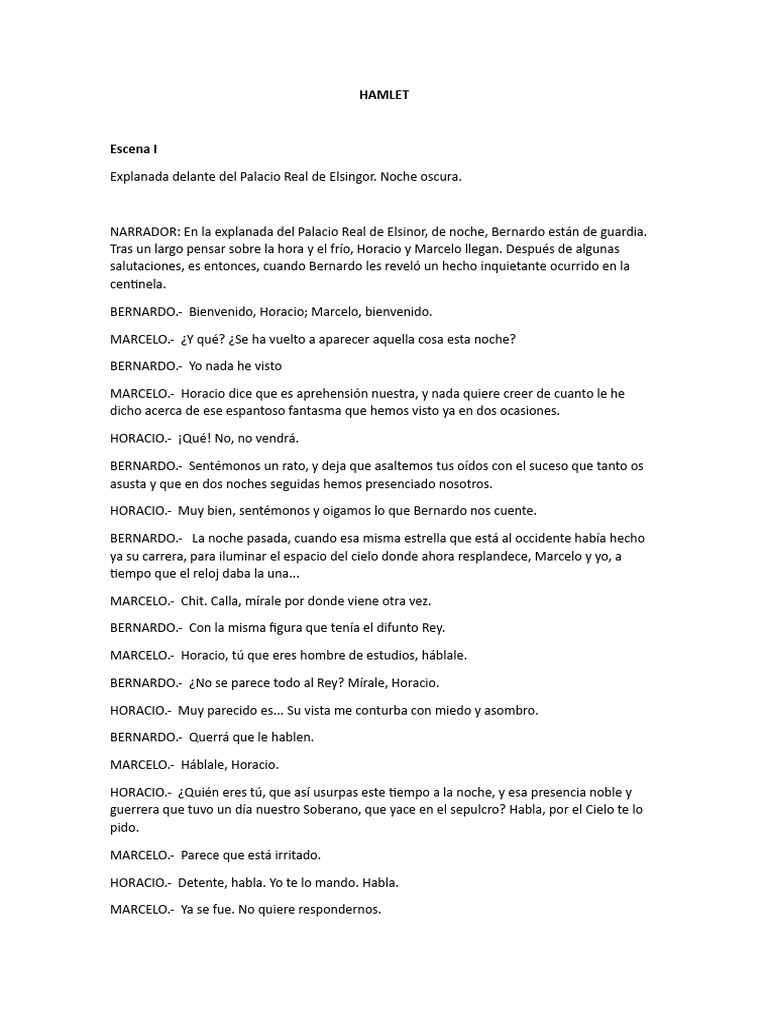 Guión Hamlet | PDF | Aldea