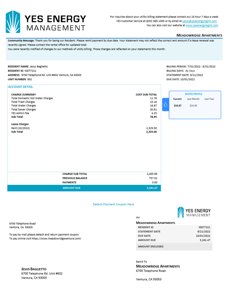 UtilityBillingStatement AGO2022 | PDF | Service Industries
