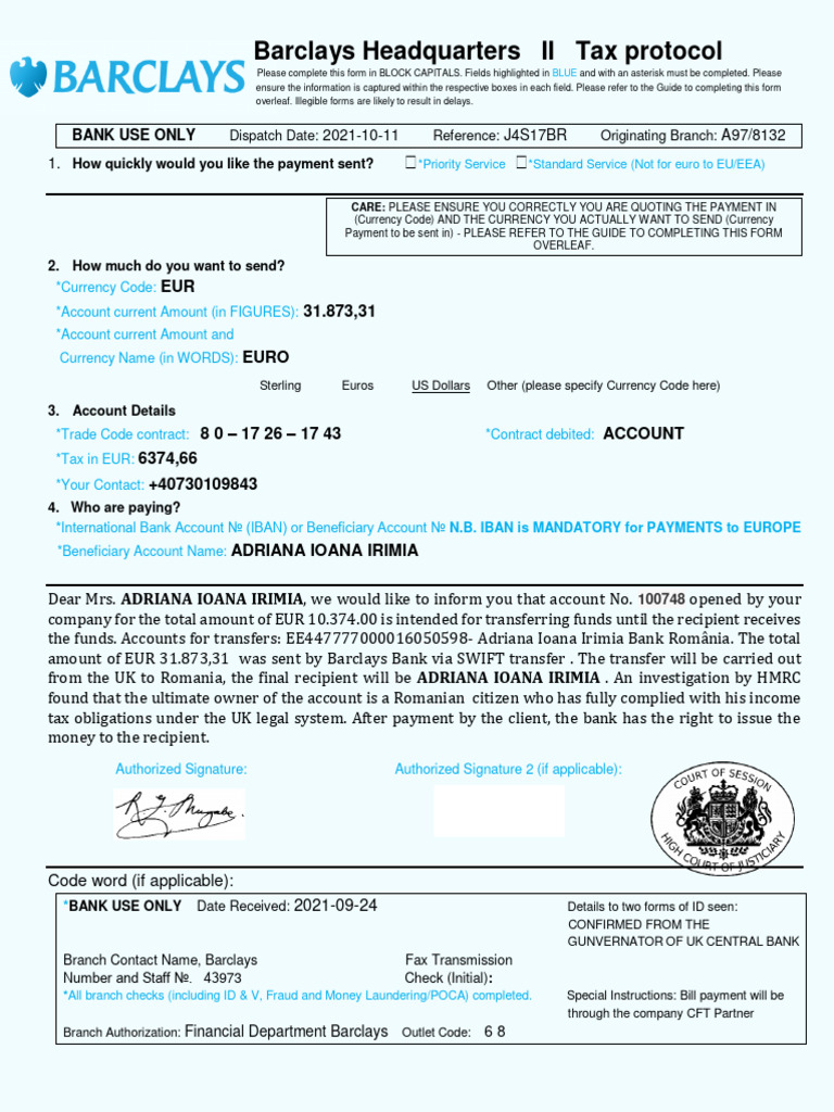 Barclays Tax Document | PDF | Euro | Barclays