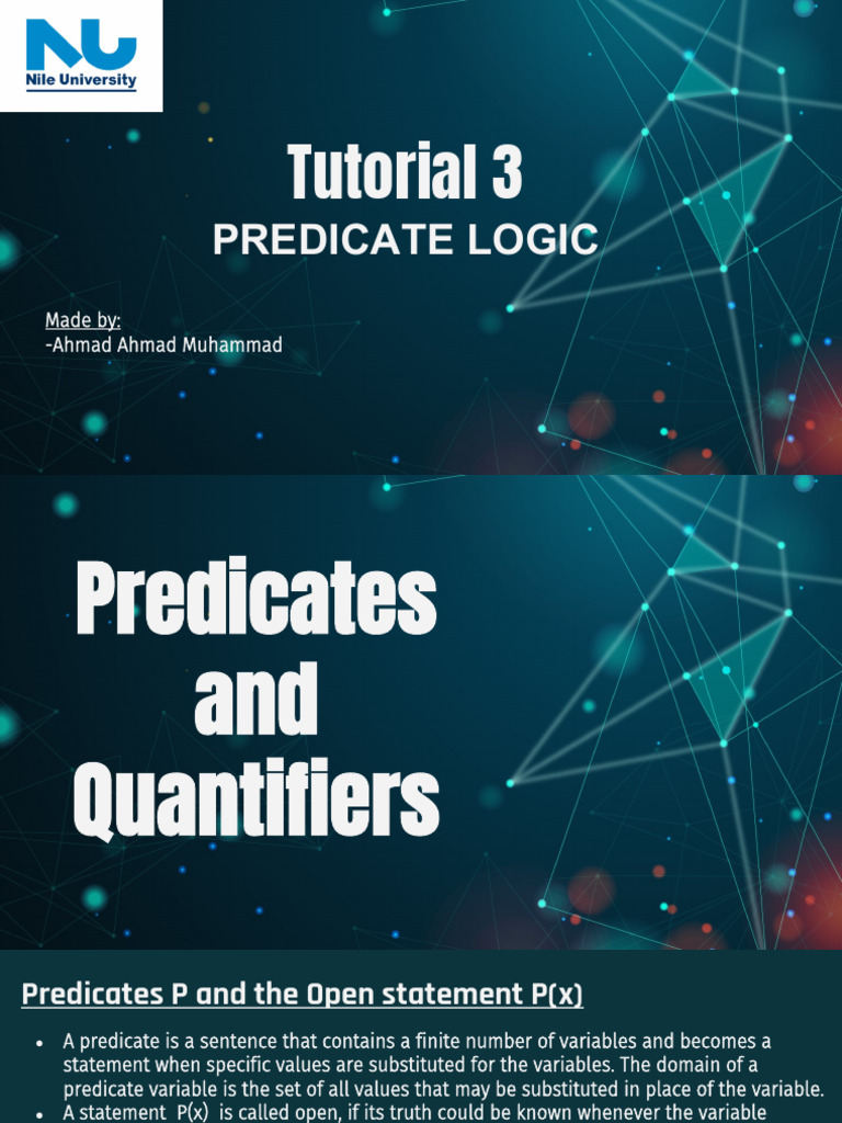Tutorial 3 | PDF | First Order Logic | Metalogic