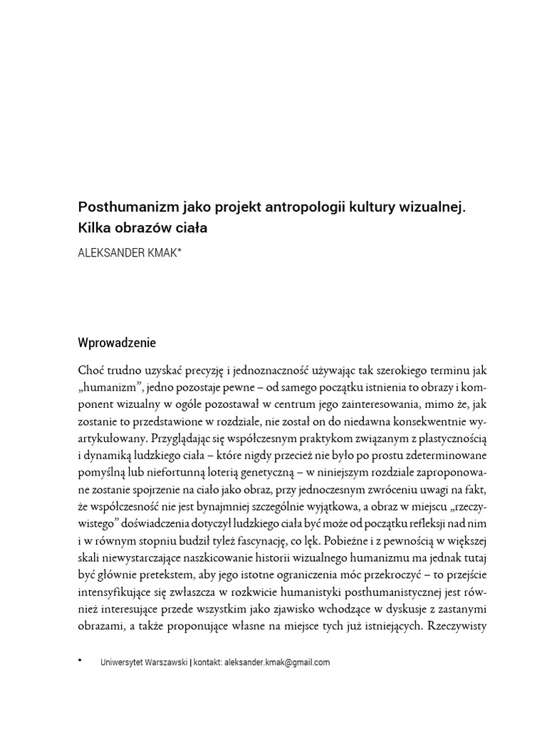 Posthumanizm Jako Projekt Antropolo | PDF