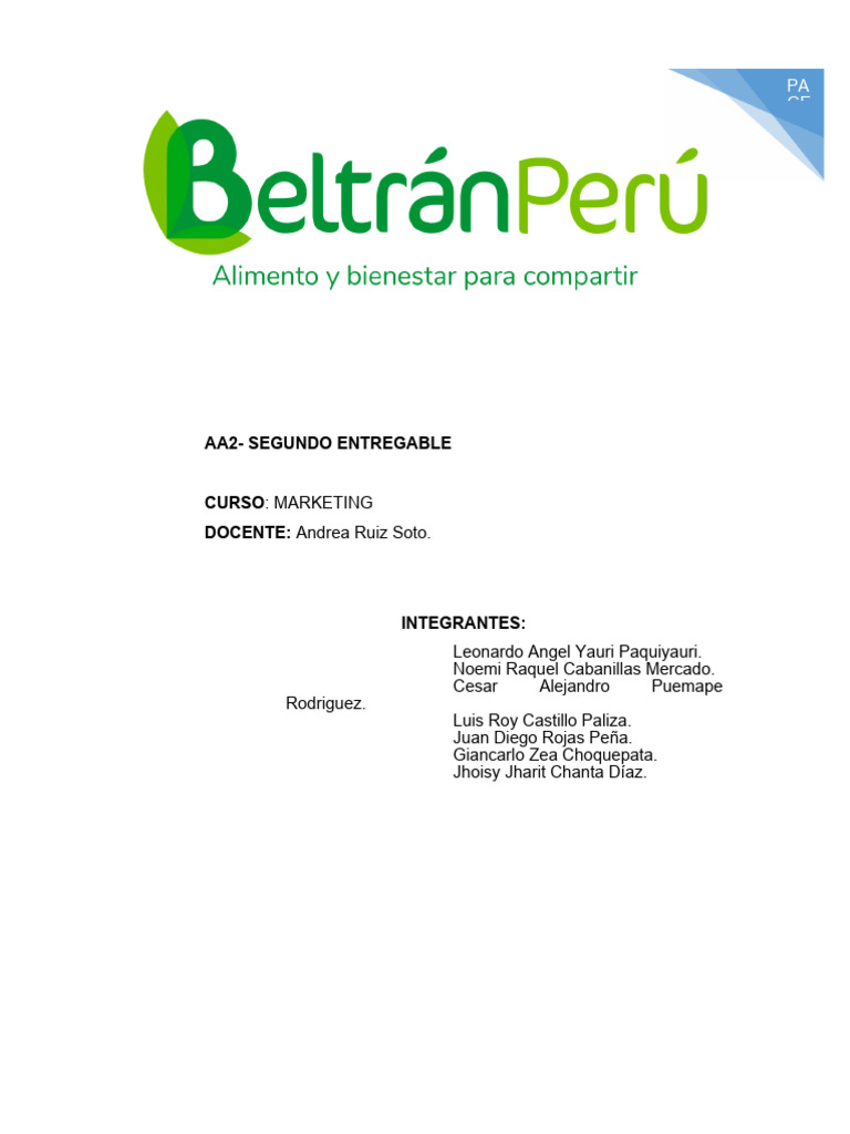 SEGUNDO ENTREGABLE GRUPO Grup | PDF | Marketing | Business