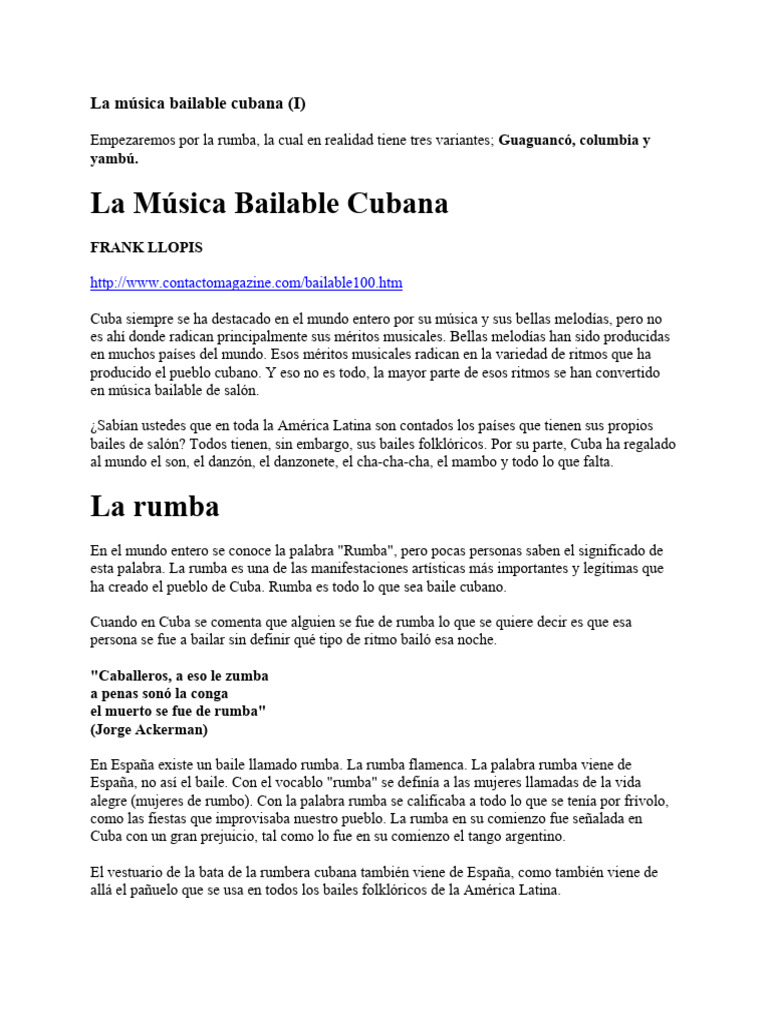 1la Música Bailable Cubana | PDF