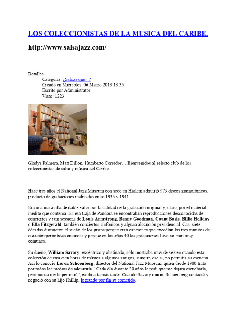 Coleccionistas de música del Caribe | PDF