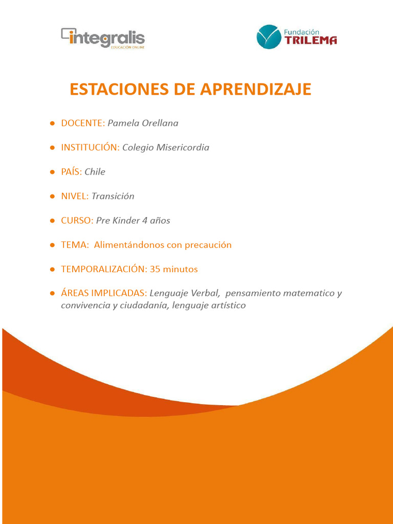 Ficha Estaciones de Aprendizaje | PDF | Alimentos | Educación de la ...