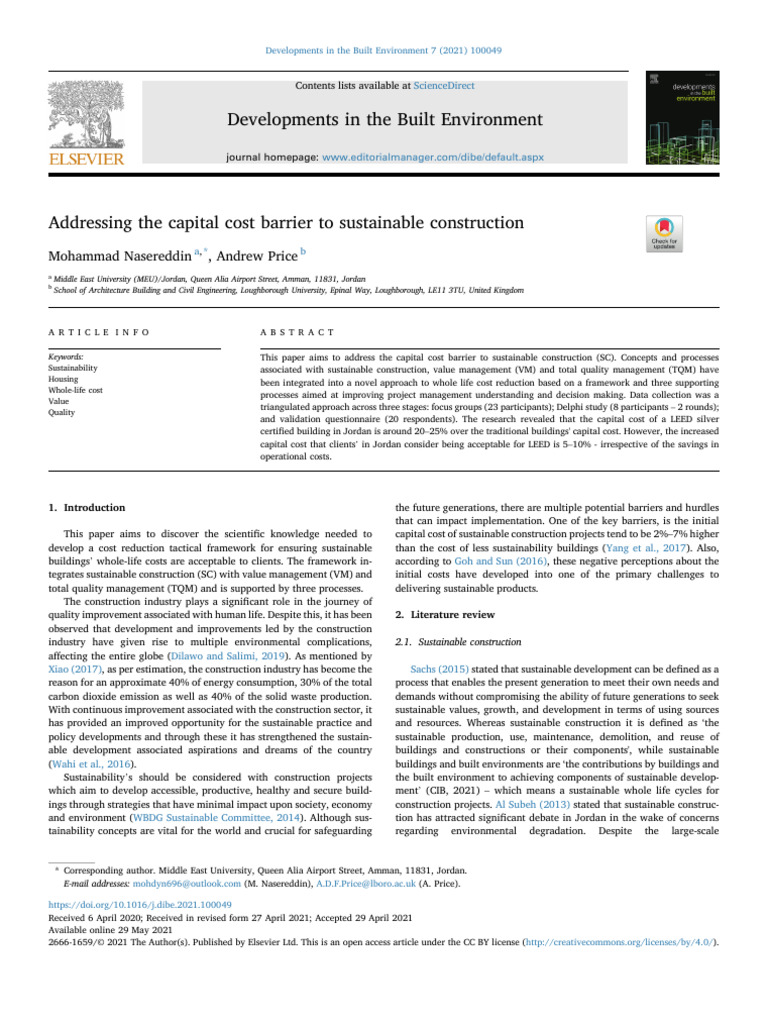 Addressing The Capital Cost Barrier To Sustainable Construction | PDF ...