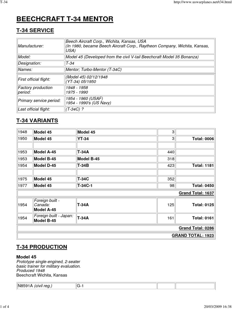 Beechcraft T-34 Mentor | PDF