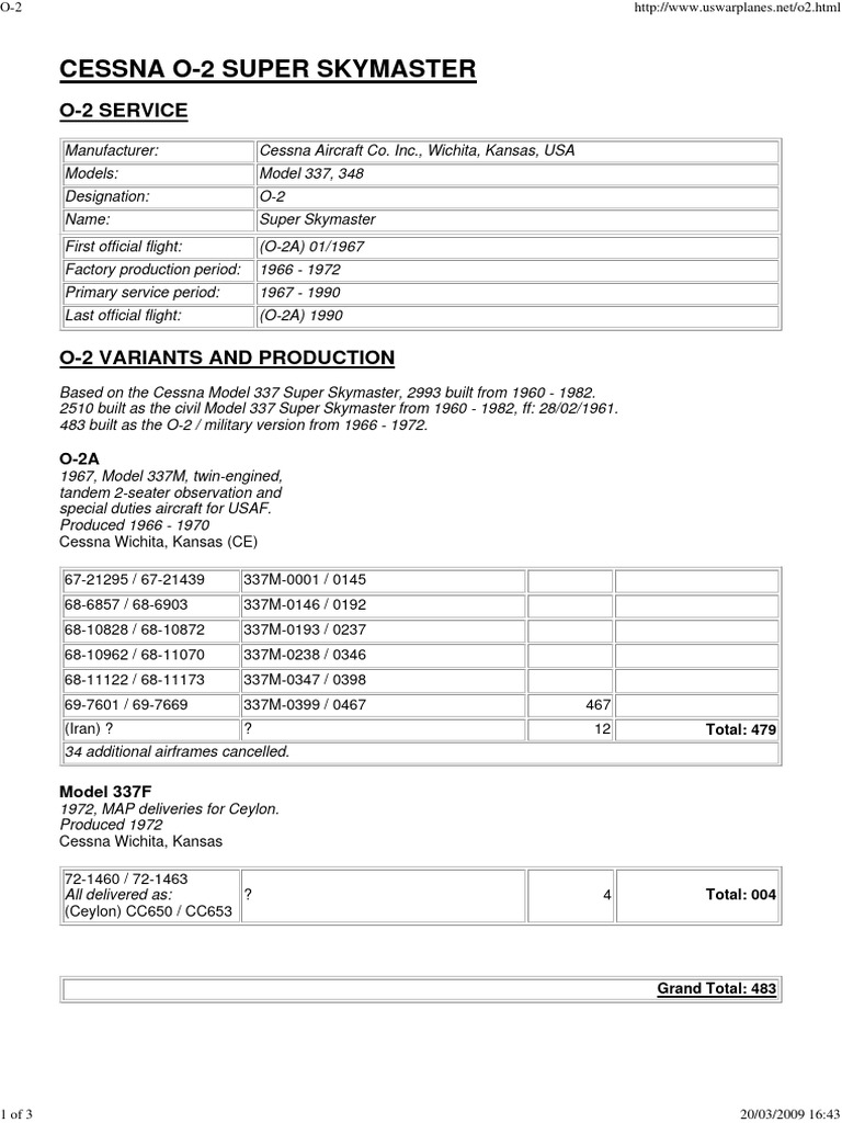 Cessna O-2 Super Skymaster | PDF | Aerospace Engineering | Cessna