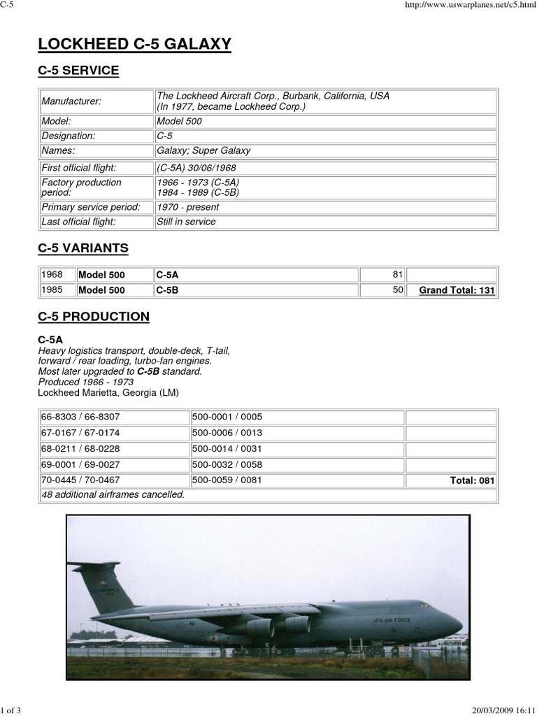 Lockheed C-5 Galaxy | PDF