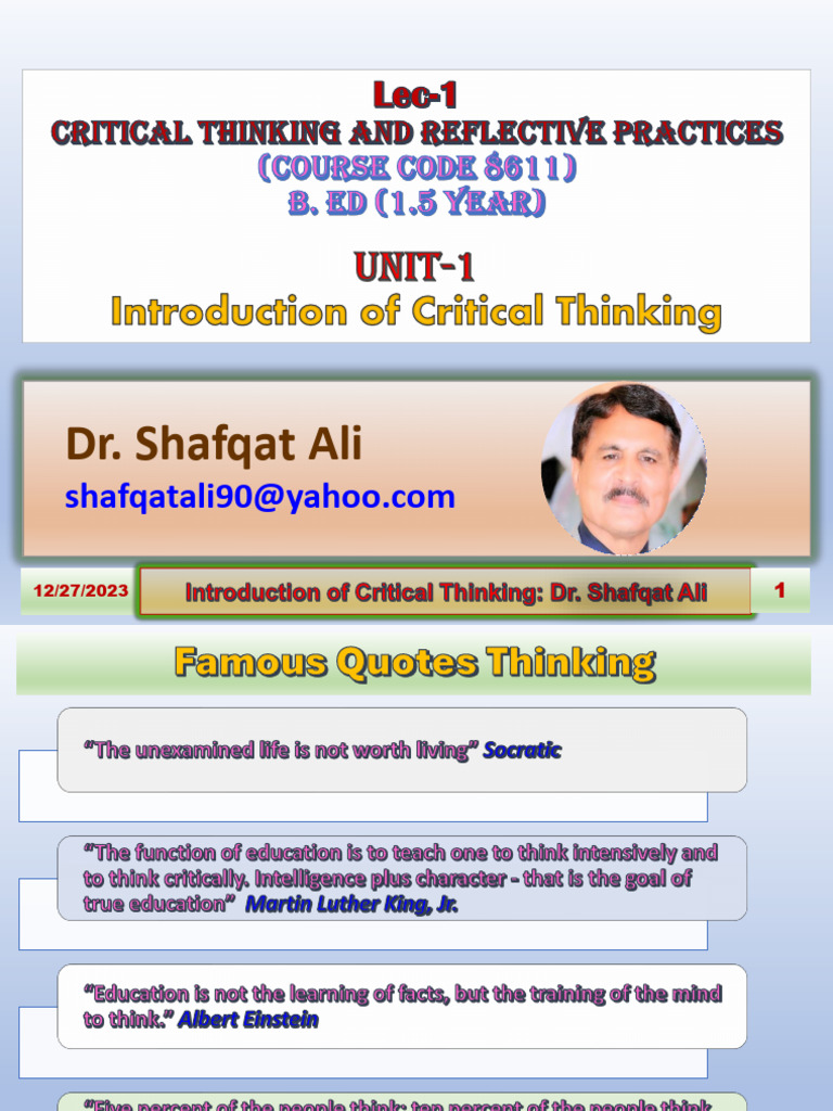 Introduction to Critical Thinking Concepts | PDF | Critical Thinking ...