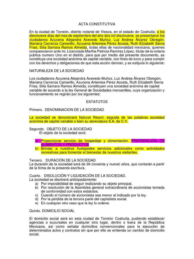 Acta Constitutiva | PDF