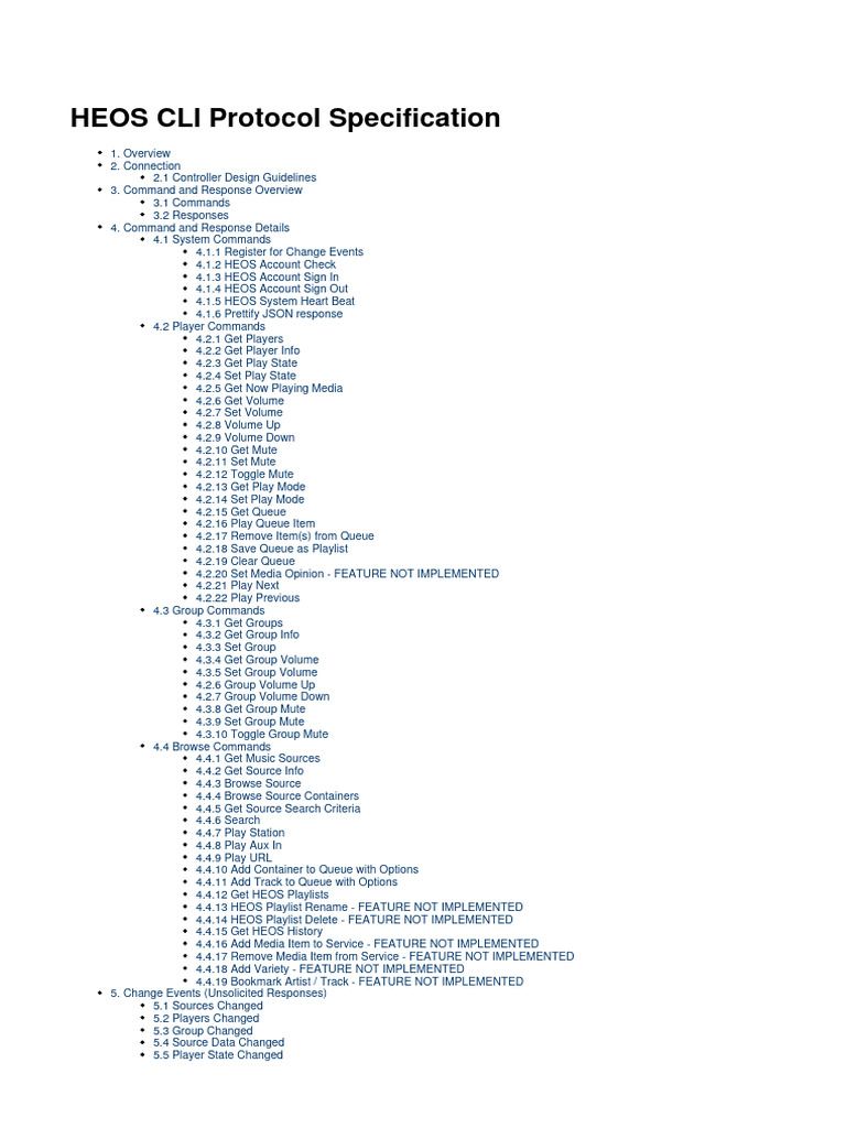 HEOS CLI Protocol Guide | PDF