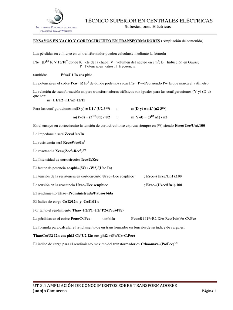 Ampliación Trafos | PDF | Transformador | Corriente eléctrica