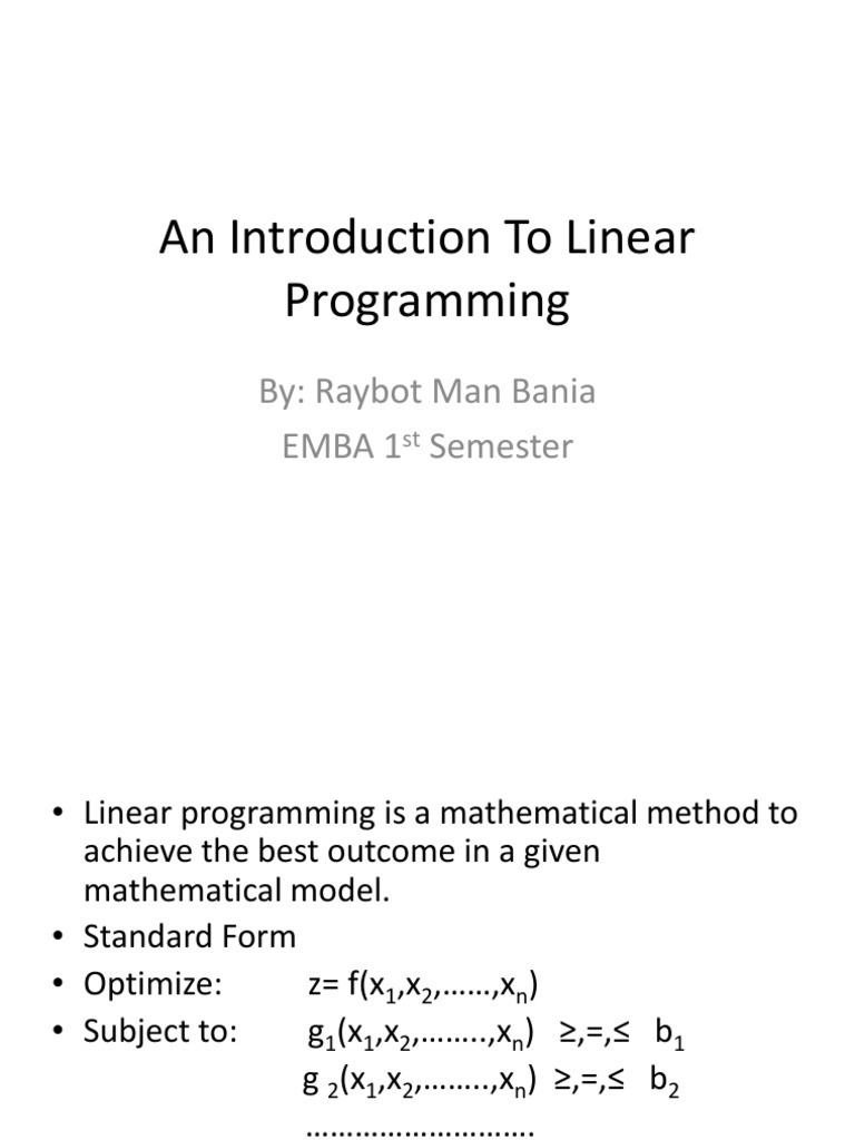 Introduction to Linear Programming Basics | PDF | Cooking, Food & Wine ...