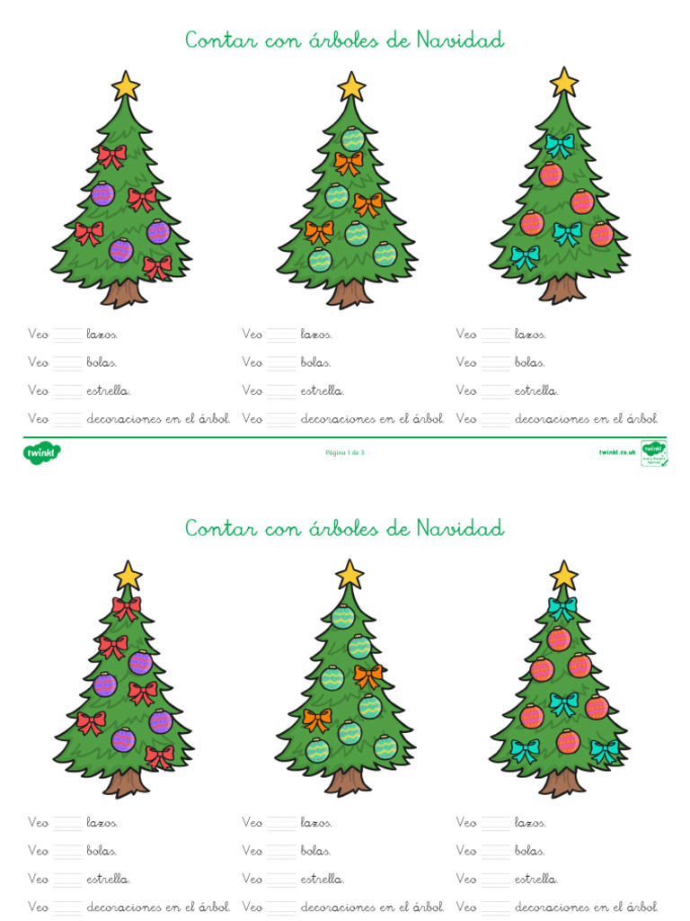 Ficha-de-contar-arboles-de-Navidad | PDF