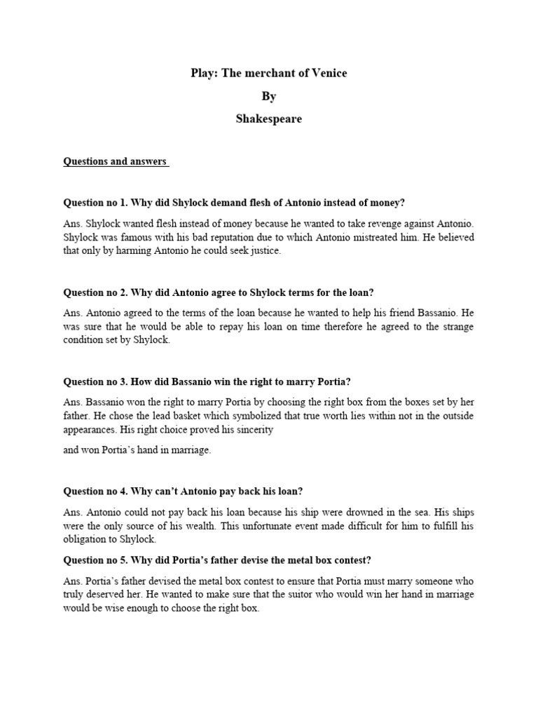 The Merchant of Venice | PDF