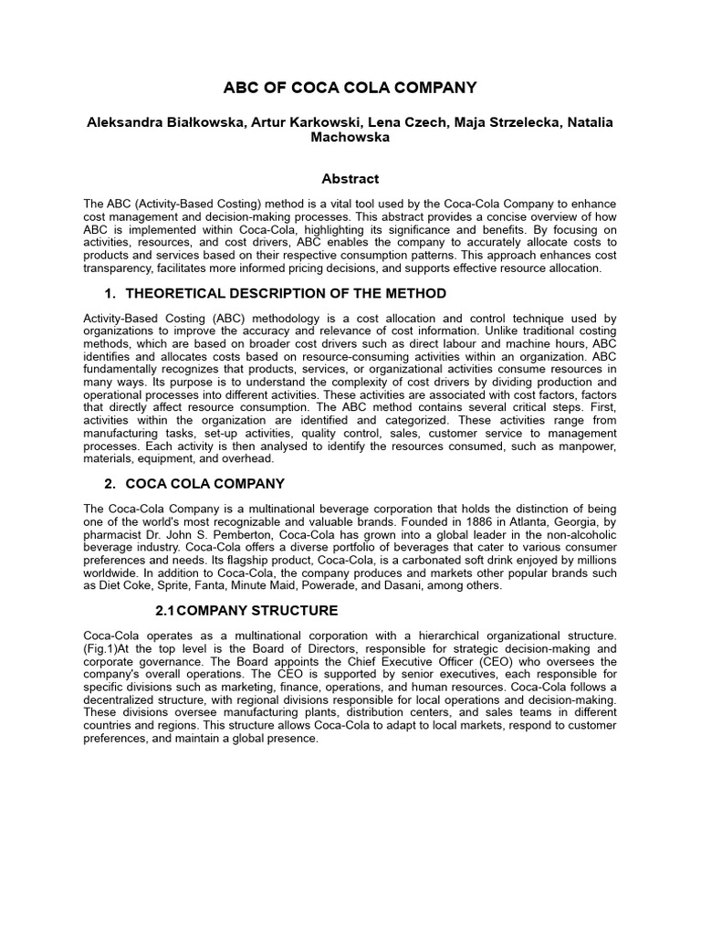 Report 2 (Coca Cola) | PDF