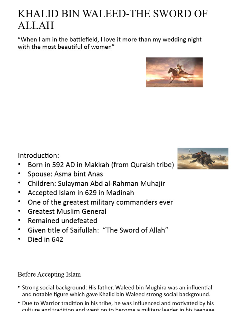 Presentation On Khalid Bin Waleed | Download Free PDF | Military | Conflicts
