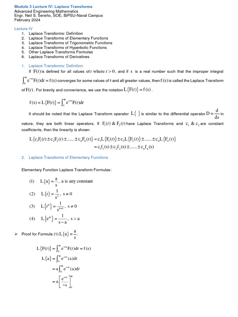 Module 3 Laplace Transforms | PDF | Geometry | Mathematical Analysis