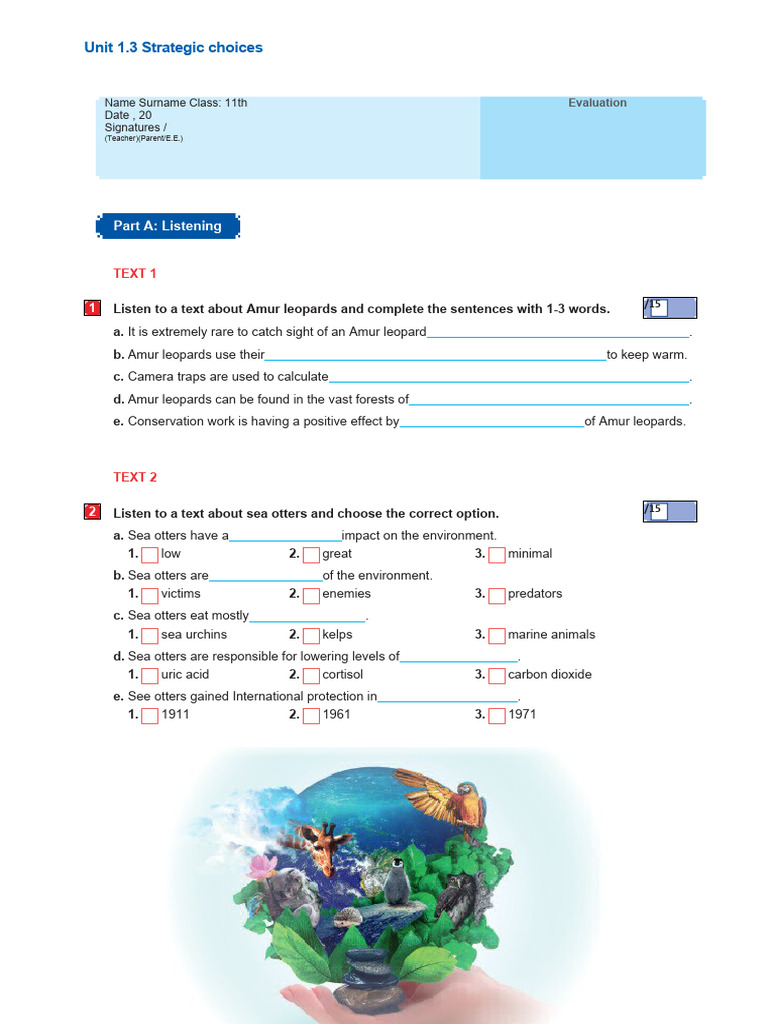 Enga11 10 Minute Test Listening and Reading1 3 | PDF | Giant Panda ...