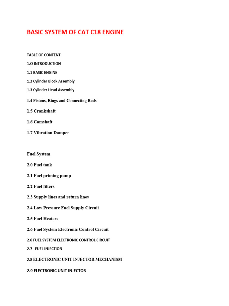 CAT C18 Engine System Overview | PDF | Internal Combustion Engine ...