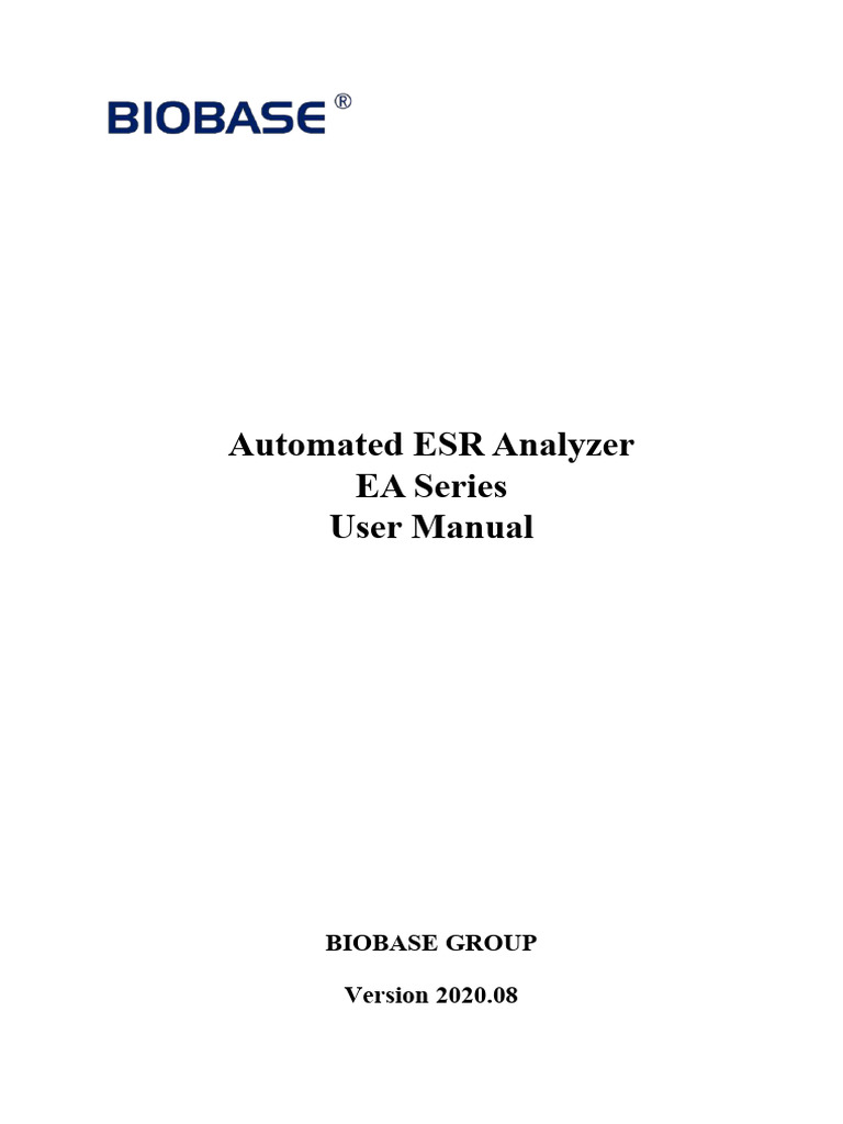 BIOBASE Automated ESR Analyzer EA40 Series User Manual | PDF | Celsius